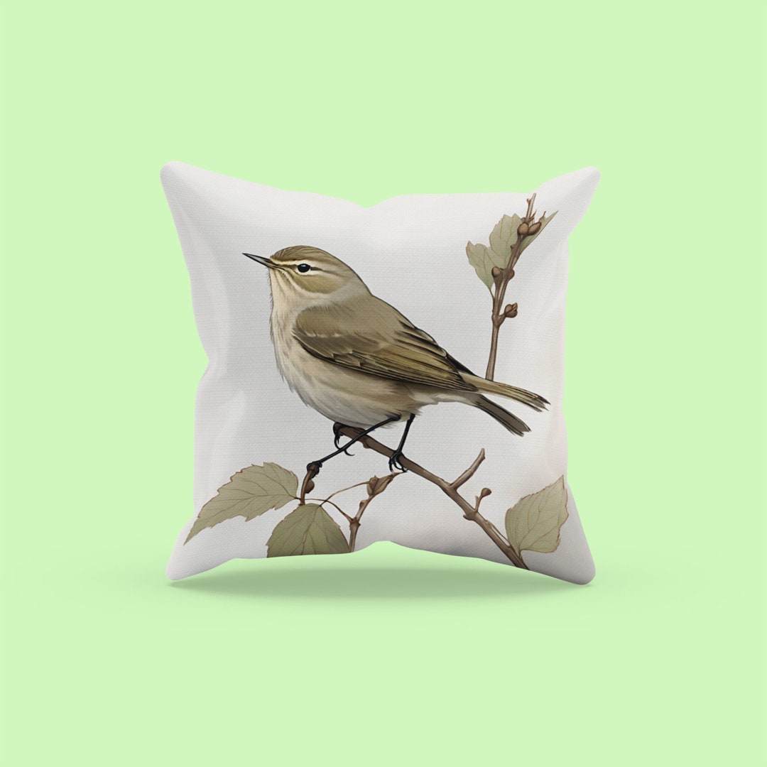 Tranquil Whispers: Chiffchaff Custom Bird Pillow Personalised Portrait ...