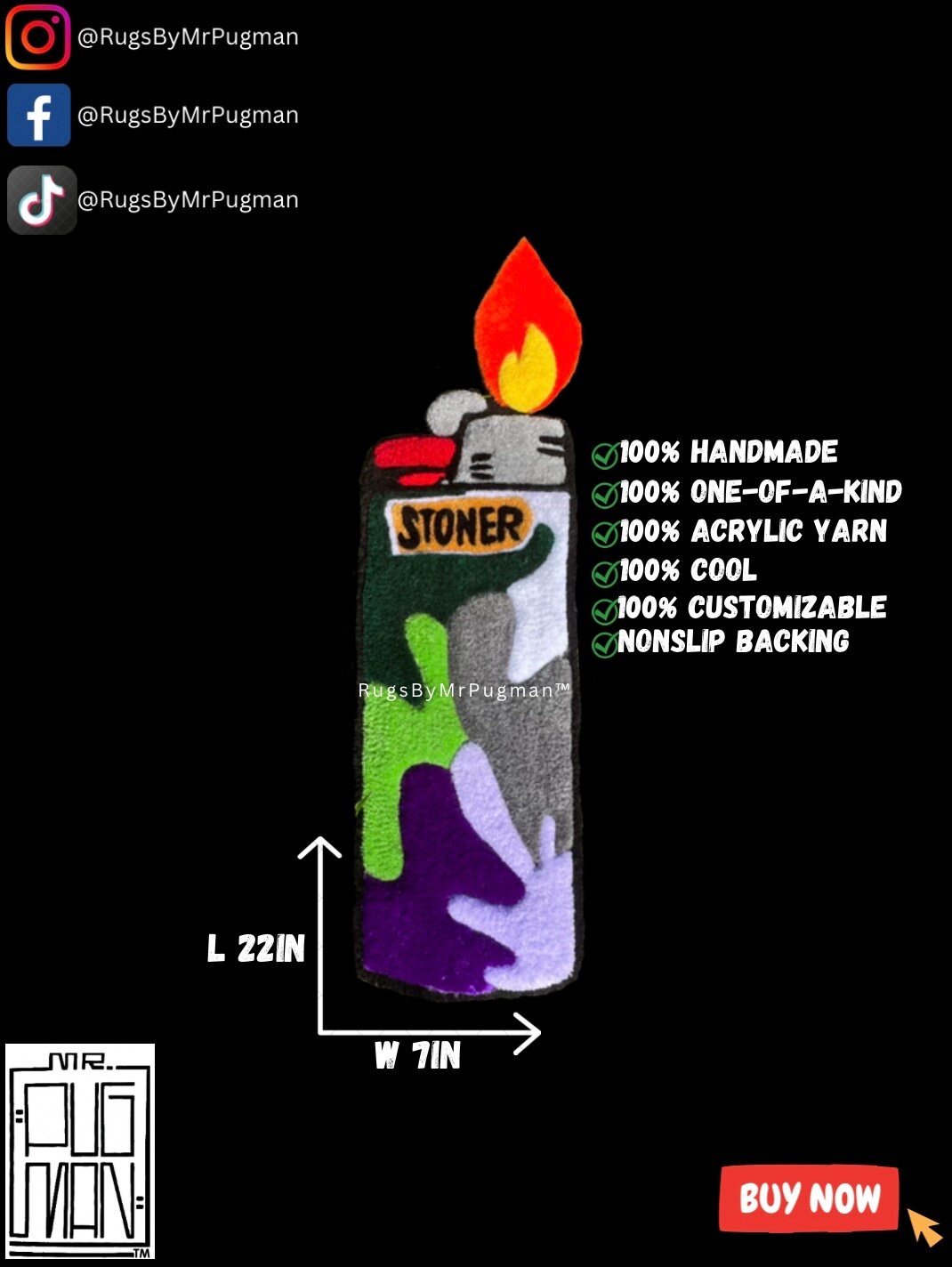 Customizable Lighter Rug Mini Lighter Rug Rugsbymrpugman - Etsy