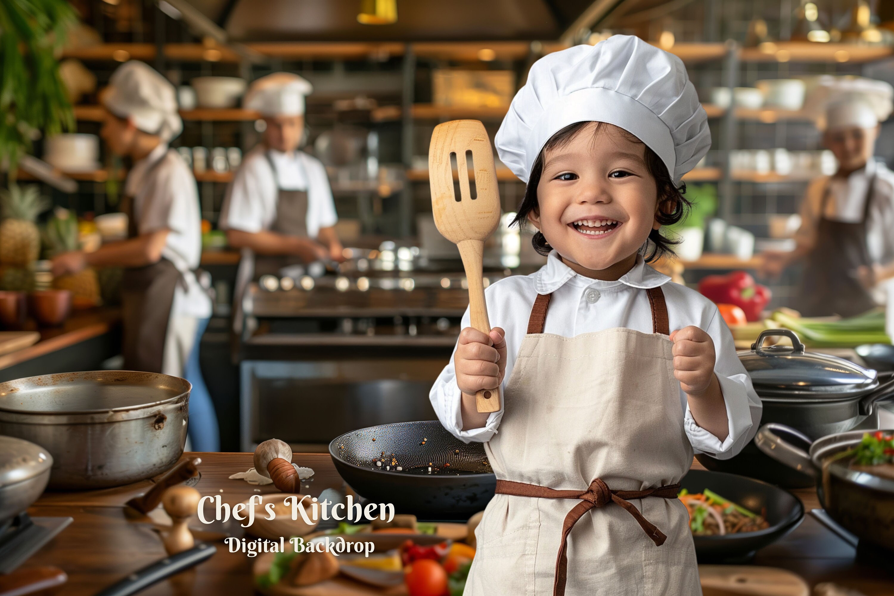 Chef's Kitchen Digital Backdrop Home Kitchen Digital Background Little ...