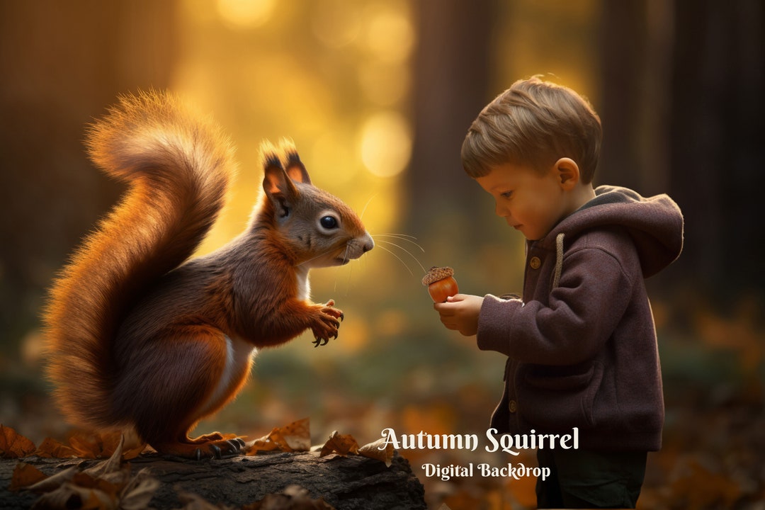 Autumn Squirrel Digital Backdrop Feeding Squirrels Digital Background Animal Lover Background ...