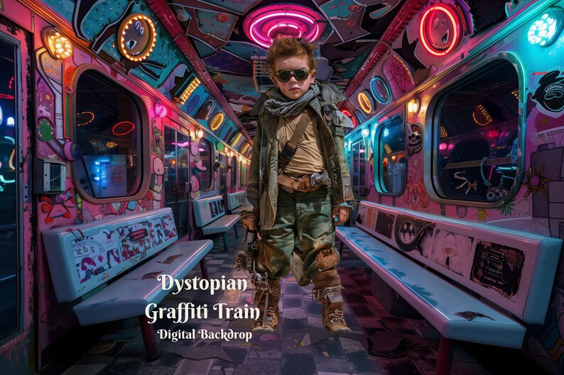 Dystopian Graffiti Train Digital Backdrop for Post Apocalyptic Era ...