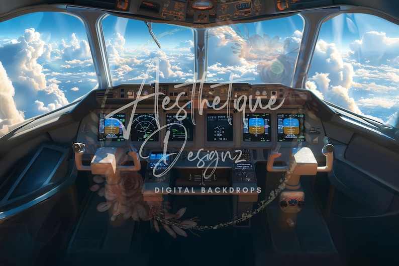 Airplane Pilot Digital Backdrop Plane Cockpit Background Profession ...