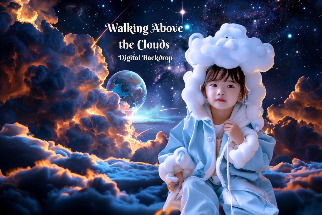 Walking Above the Clouds Digital Backdrop Clouds in the Sky Photography ...
