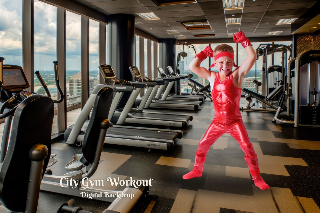 City Gym Digital Backdrop Gym Workout Digital Background Cardio ...