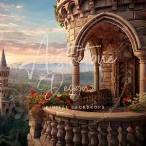 Fairy Tale Castle Balcony Digital Backdrop High Tower Photography ...