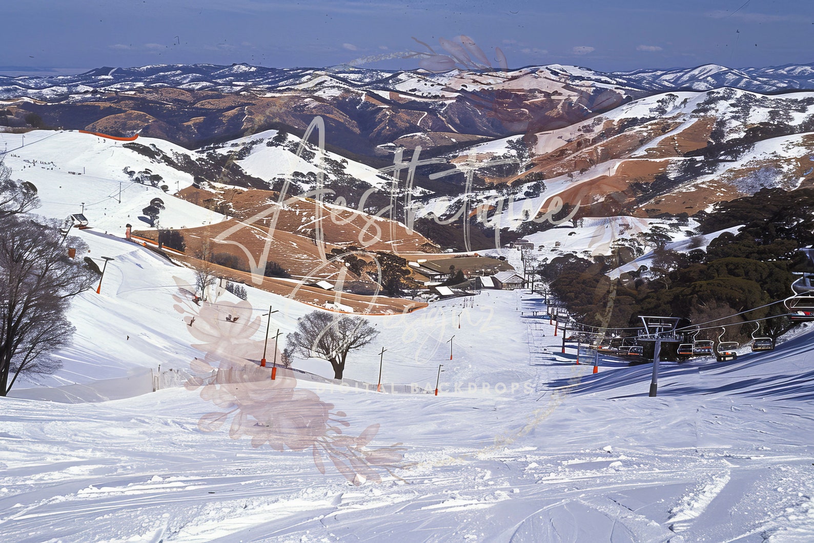 Alps Snowboarding Digital Backdrop Chilly Winter Background for Skiing ...