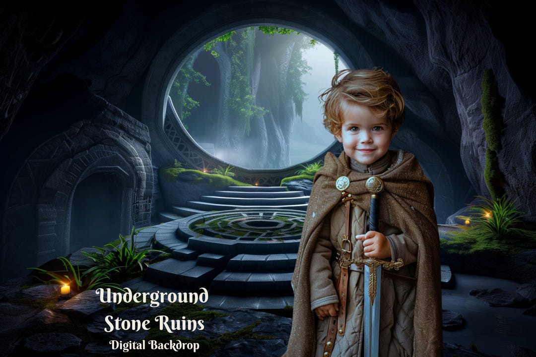 Underground Stone Ruins Digital Backdrop Forest Ruins Digital ...
