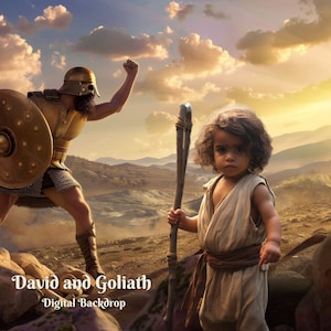 David and Goliath Digital Backdrop Biblical Setting Digital Background ...