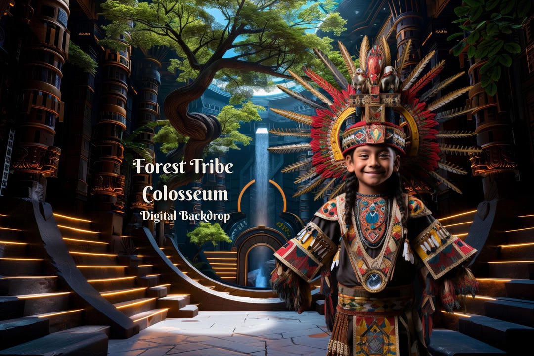 Forest Tribe Colosseum Digital Backdrop Forest Ruins Digital Background ...