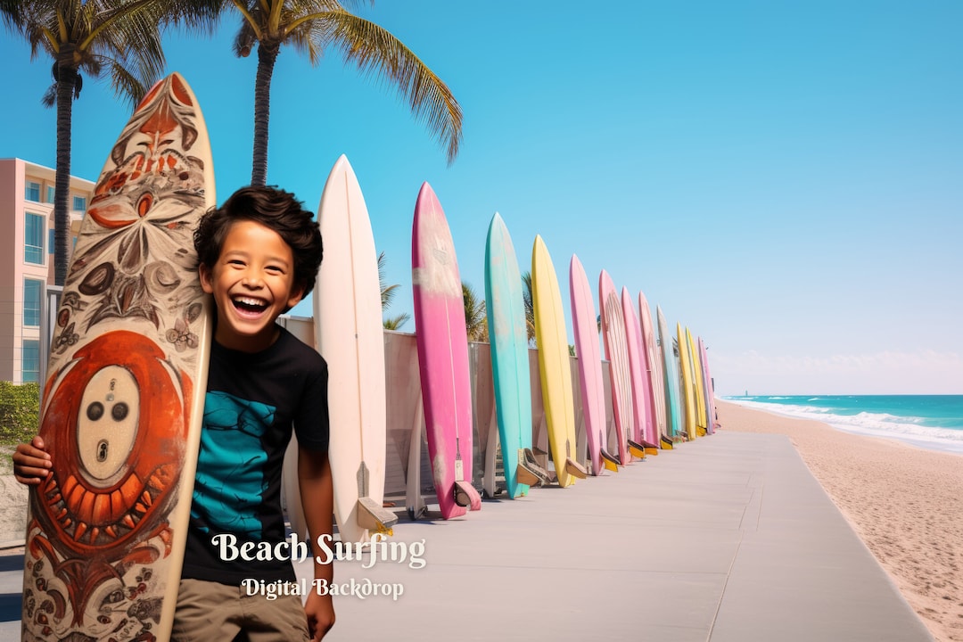Surfing Boards Digital Backdrop Summer Outing Digital Background for ...