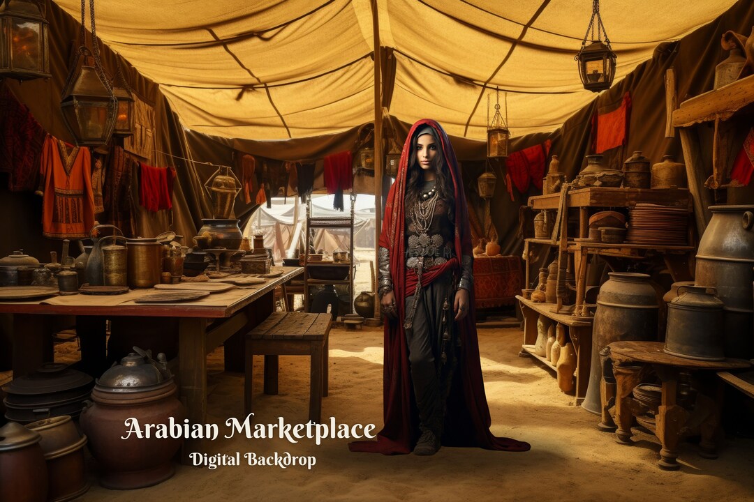 Arabian Marketplace Digital Backdrop Middle East Medieval Era Digital ...