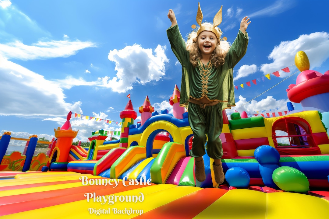 Bouncy Castle Playground Digital Backdrop Jumping Park Digital ...