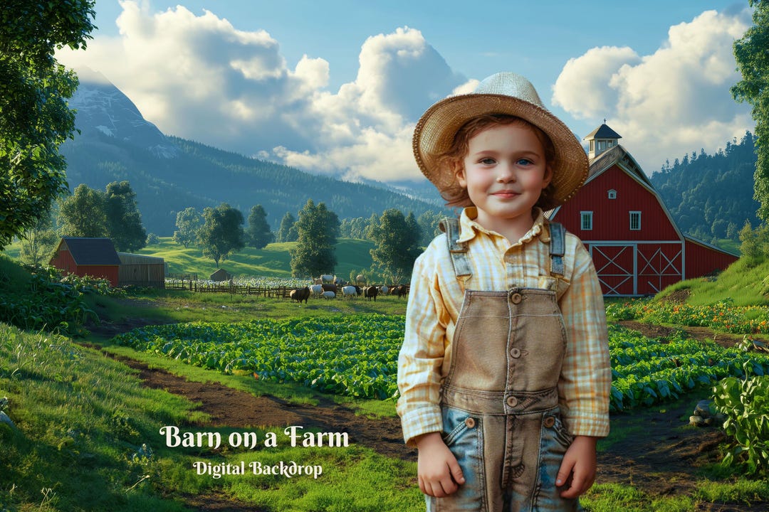 Barn on a Farm Digital Backdrop Red Barn in a Ranch Photo Background ...