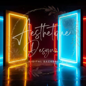 Neon Space Stage Digital Backdrop for Aesthetic Neon Room Composite ...