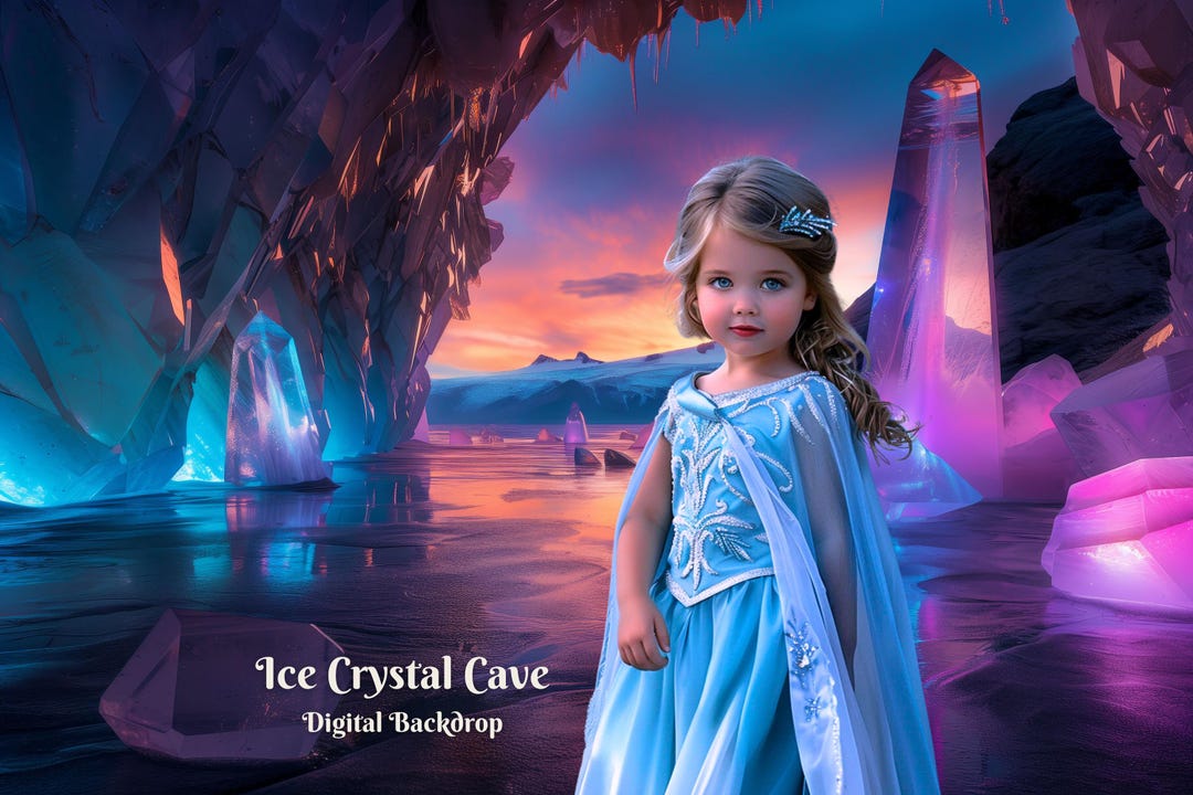 Ice Crystal Cave Digital Backdrop Magical Winter Digital Background ...