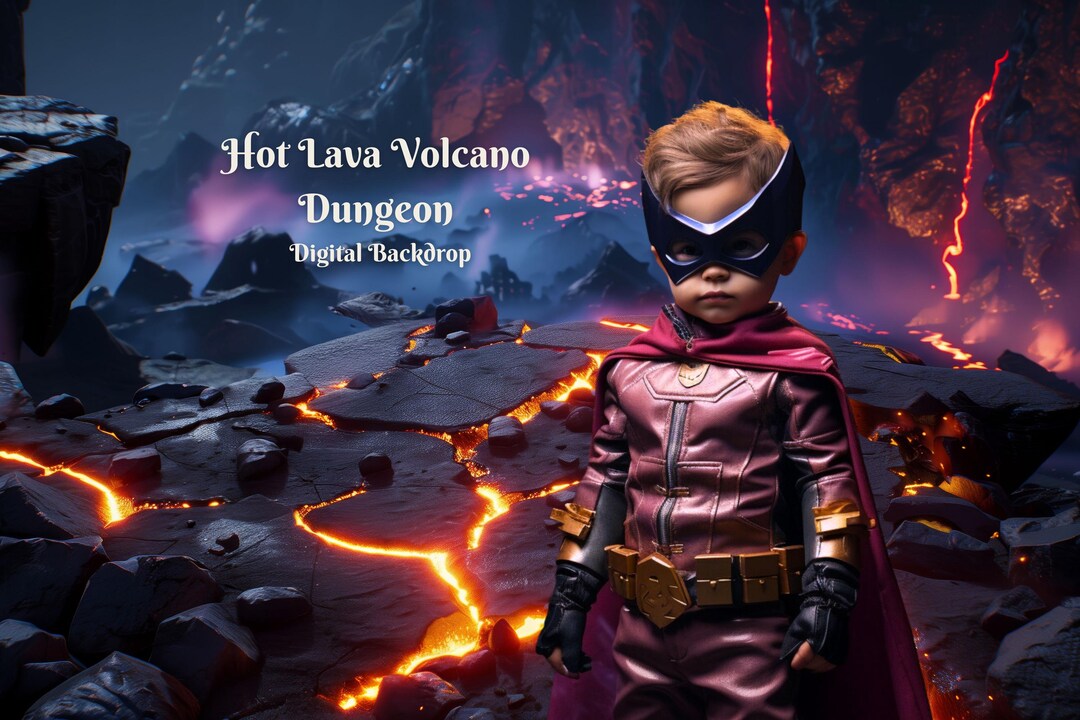 Hot Lava Volcano Dungeon Digital Backdrop for Deep Cave Composite ...