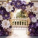 Purple Floral Arch Backdrop Violet and Gold Digital Background Lavender ...
