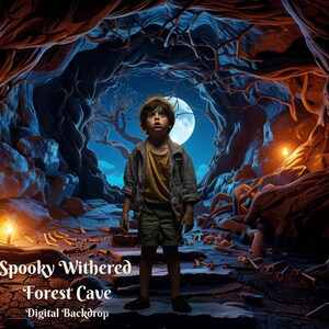 Spooky Withered Forest Cave Digital Backdrop for Mystery Forest Cave ...