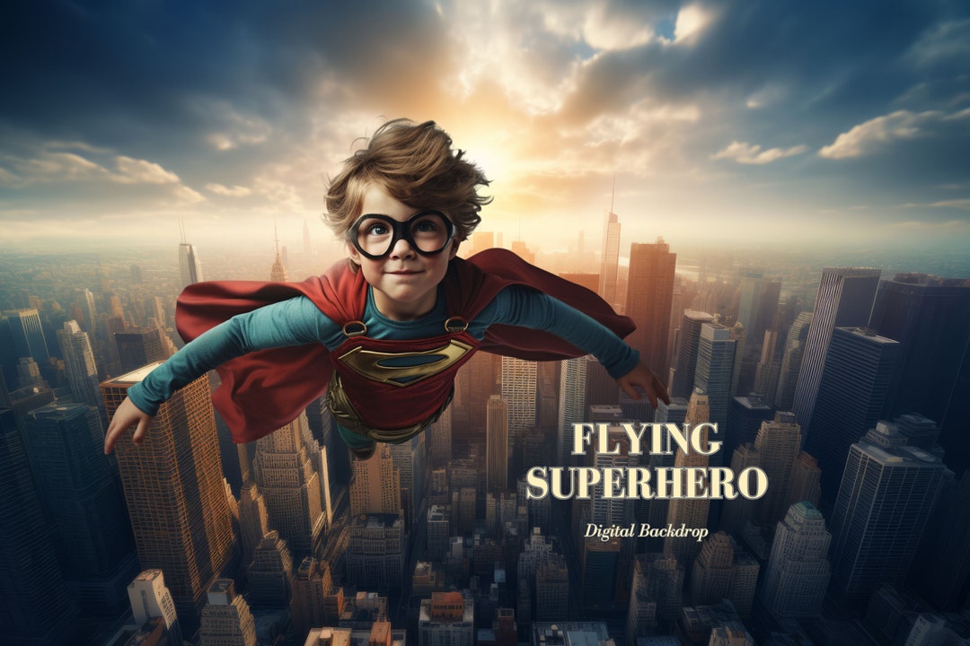 Flying Superhero Digital Backdrop Superkid Digital Photography ...