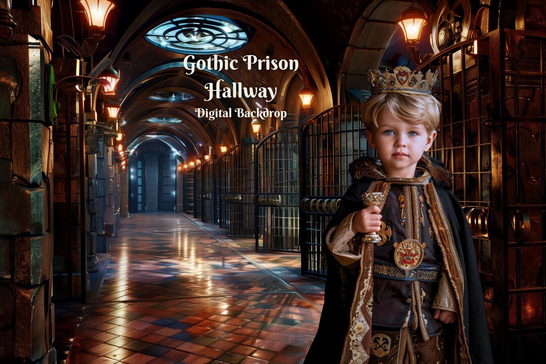 Gothic Prison Hallway Digital Backdrop Stone Cell Digital Background ...