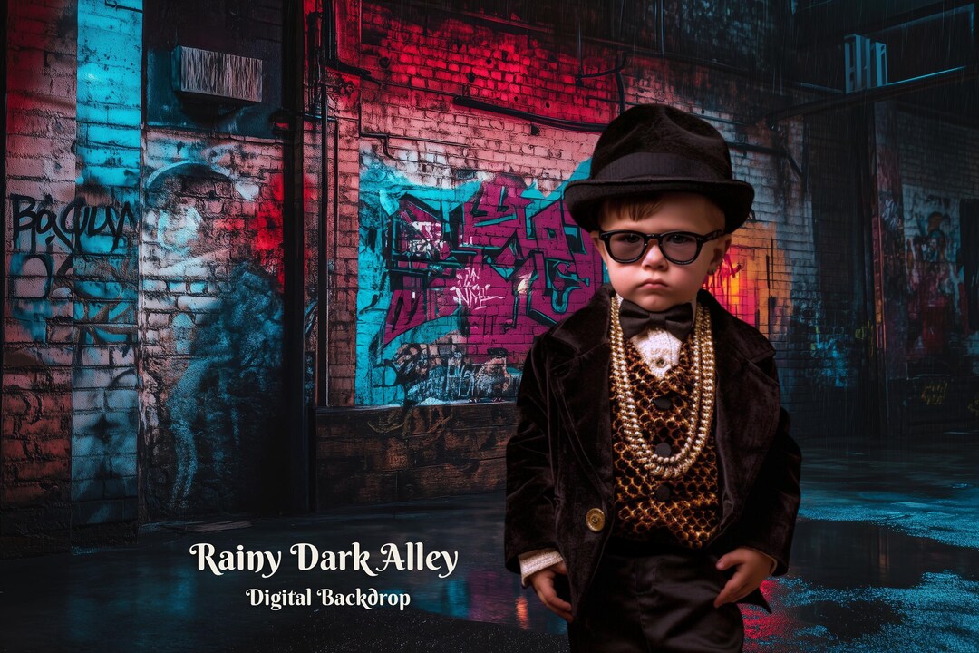 Rainy Dark Alley Digital Backdrop for Street Dancers Composite Images ...