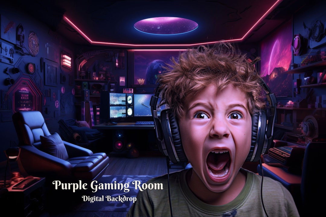 Purple Gaming Room Digital Backdrop for PC Master Race Composite Images ...