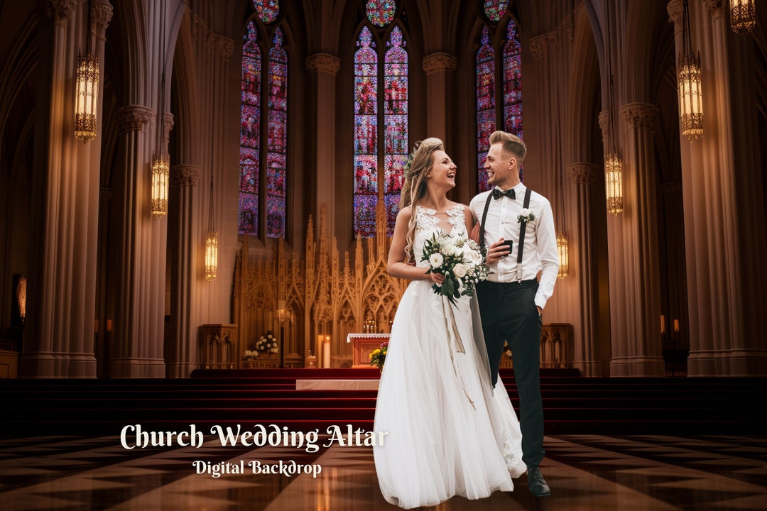 Church Wedding Altar Digital Backdrop for Solemn Wedding Images Down ...
