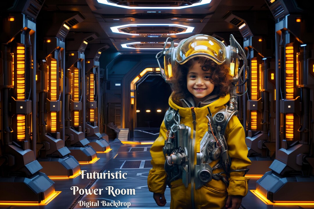 Futuristic Power Room Digital Backdrop for Advanced Future Technology ...