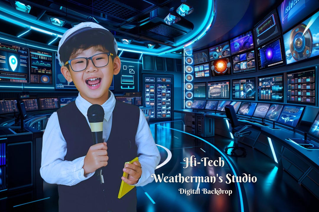 Hi-tech Weatherman's Studio Digital Backdrop Newscaster Background for ...