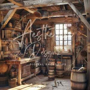 Wood Workshop Digital Backdrop Wood Carver Background for Little Wooden ...