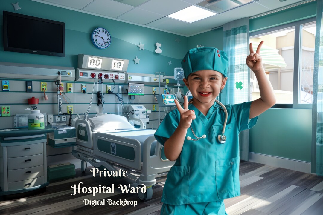 Private Hospital Ward Digital Backdrop Hospital Room Background Medical ...