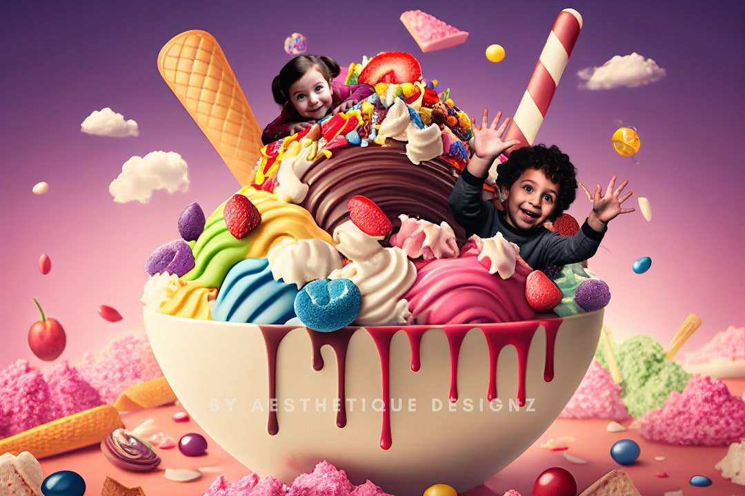 Big Ice Cream Digital Backdrop Candyland Background Big Dessert ...
