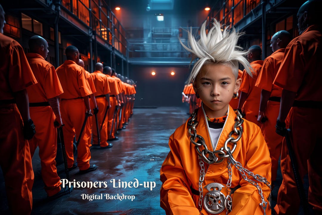 Prisoners Lined-up Digital Backdrop Prisoners in Jail Background ...