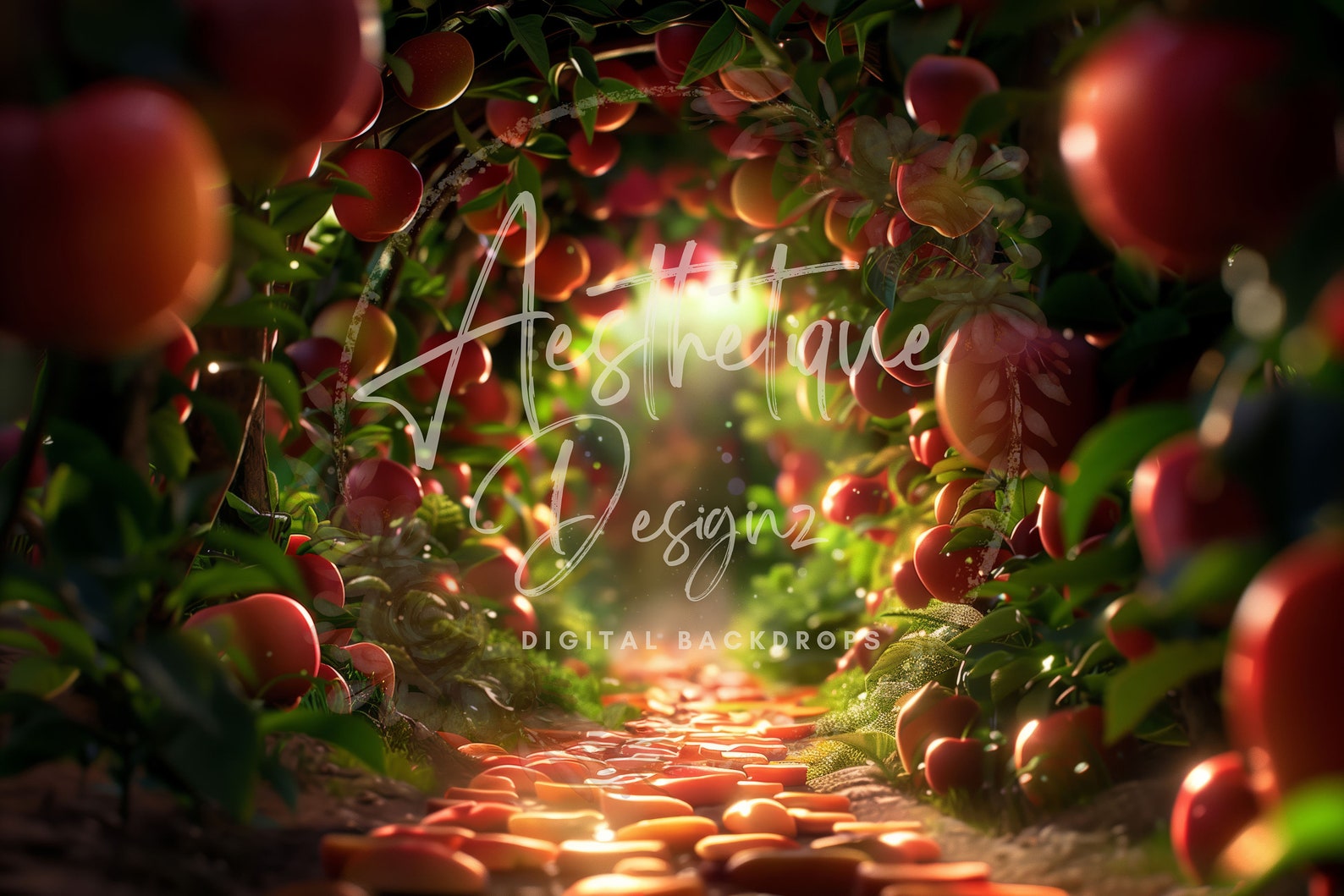 Apple Orchard Digital Backdrop Farm Apple Cart Digital Background for ...