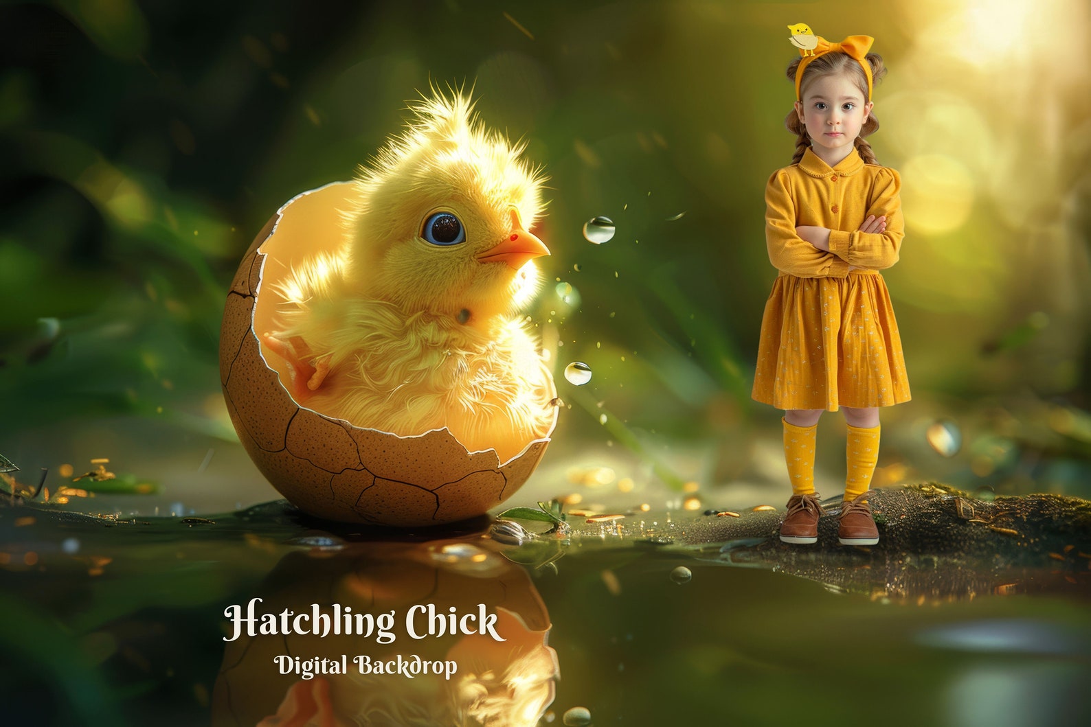 Hatchling Chick Digital Backdrop Friendly Animals Digital Background ...