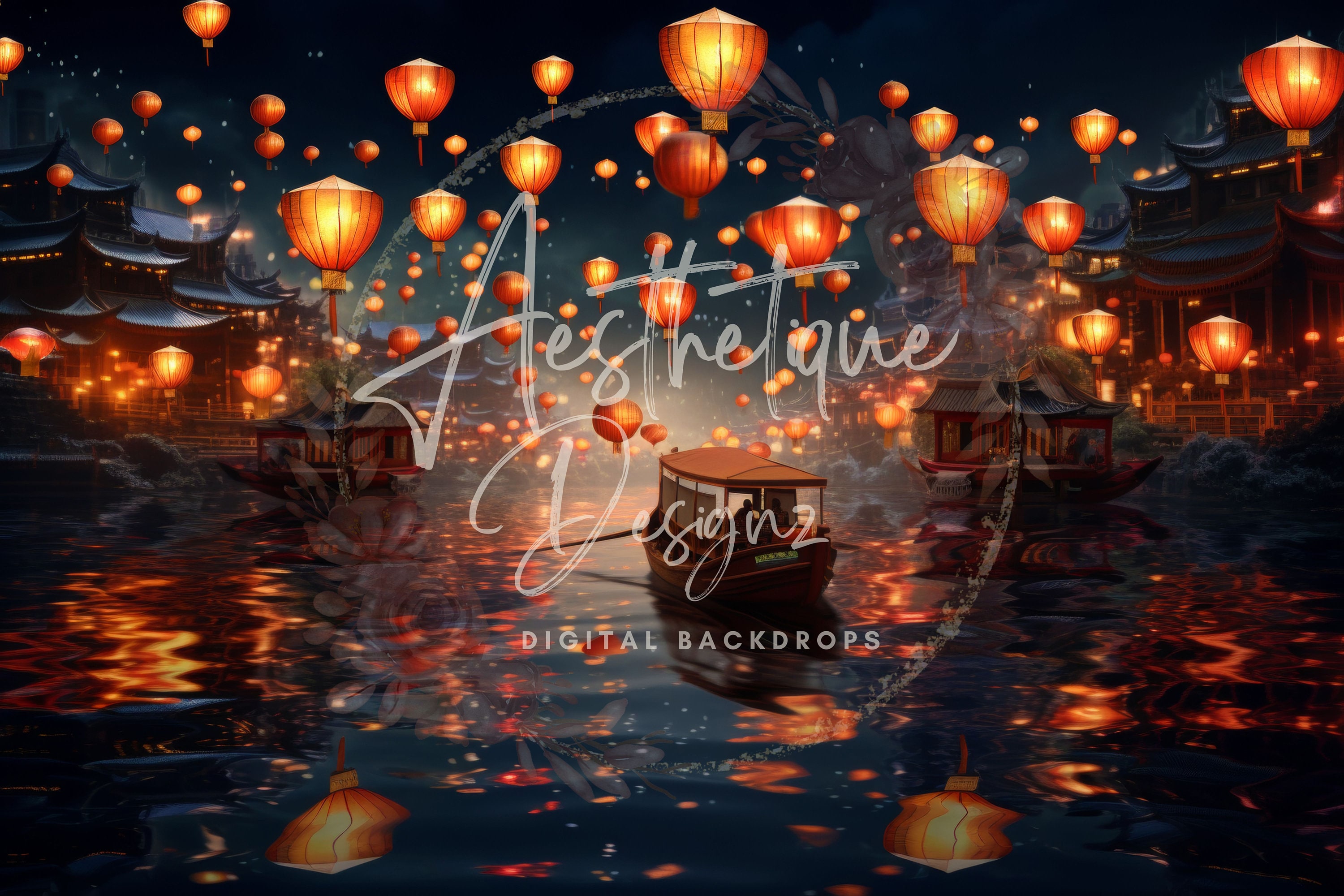 Lantern Festival Digital Backdrop for Chinese Holiday Photo Background ...