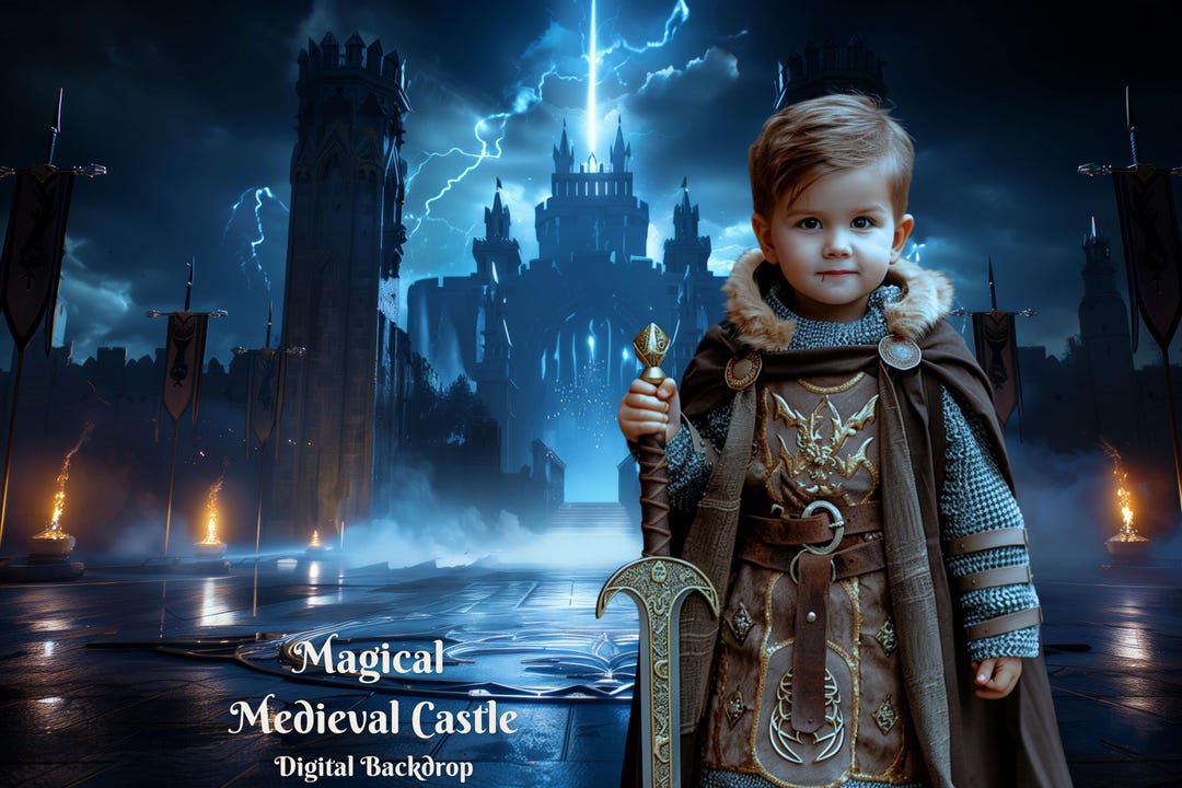 Magical Medieval Castle Digital Backdrop Knights Banner Digital ...