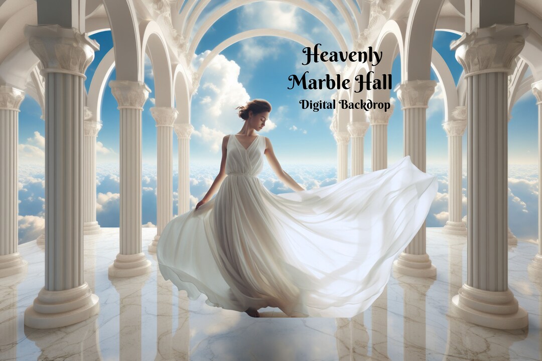 Heavenly Marble Halls Digital Backdrop White Marble Hall in the Sky ...