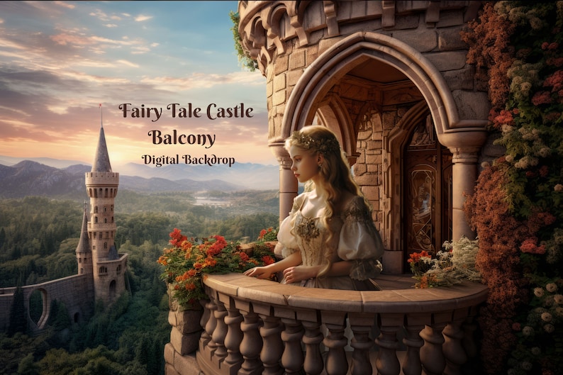 Fairy Tale Castle Balcony Digital Backdrop High Tower Photography ...