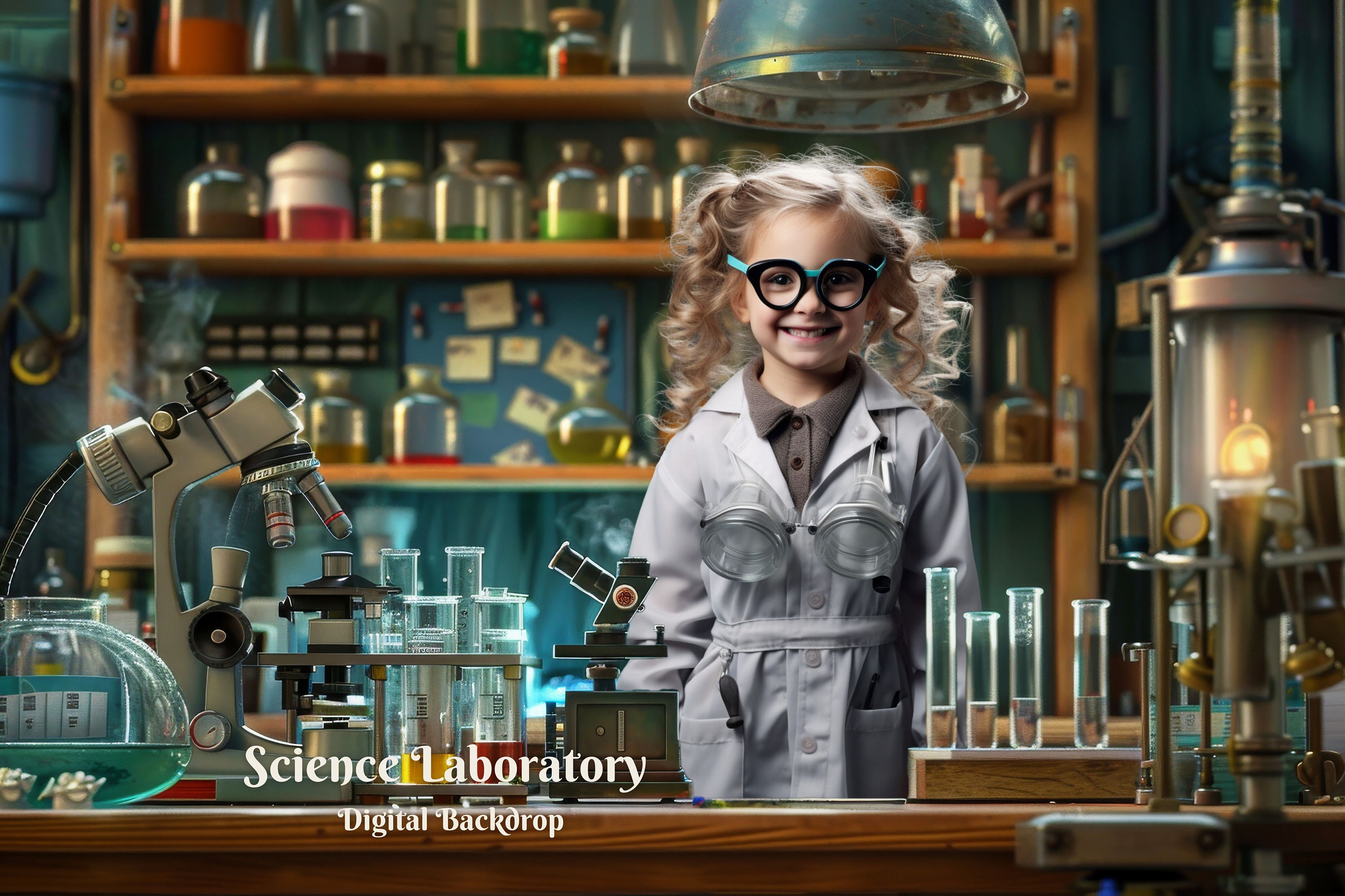 Science Laboratory Digital Backdrop Science Demonstration Composite ...