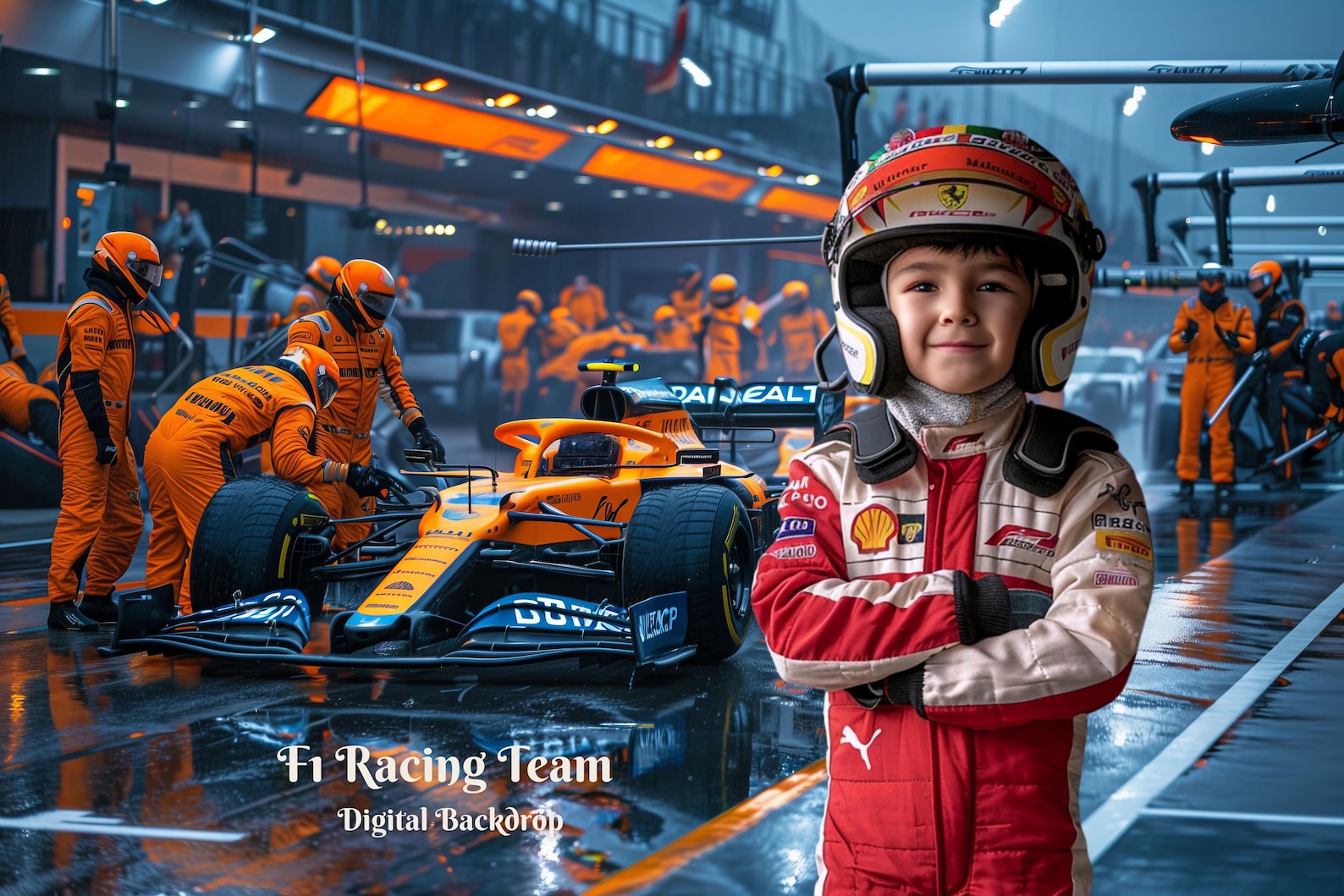 F1 Racing Team Digital Backdrop Formula One Kid Driver Photography ...