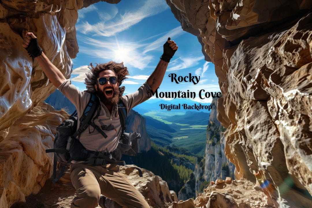 Rocky Mountain Cove Digital Backdrop for Mountain Cave Entrance Images Rocky Cave Digital ...