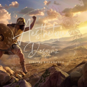 David and Goliath Digital Backdrop Biblical Setting Digital Background ...