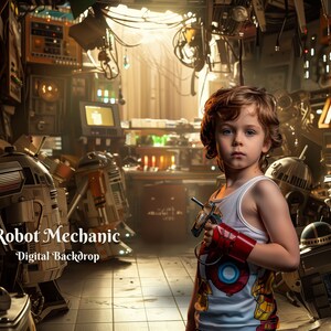 Robot Mechanic Digital Background Creating Robot Digital Backdrop for ...