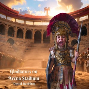 Gladiators on Arena Stadium Digital Backdrop for Champions Fight ...