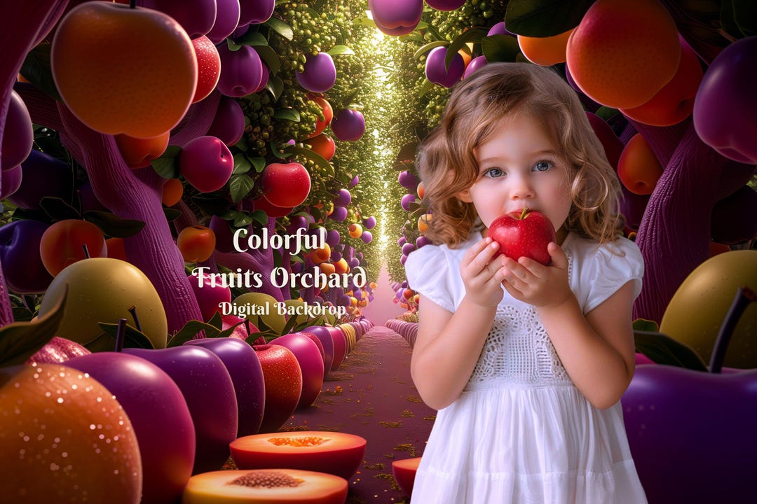 Colorful Fruits Orchard Digital Backdrop Romantic Farm Digital ...