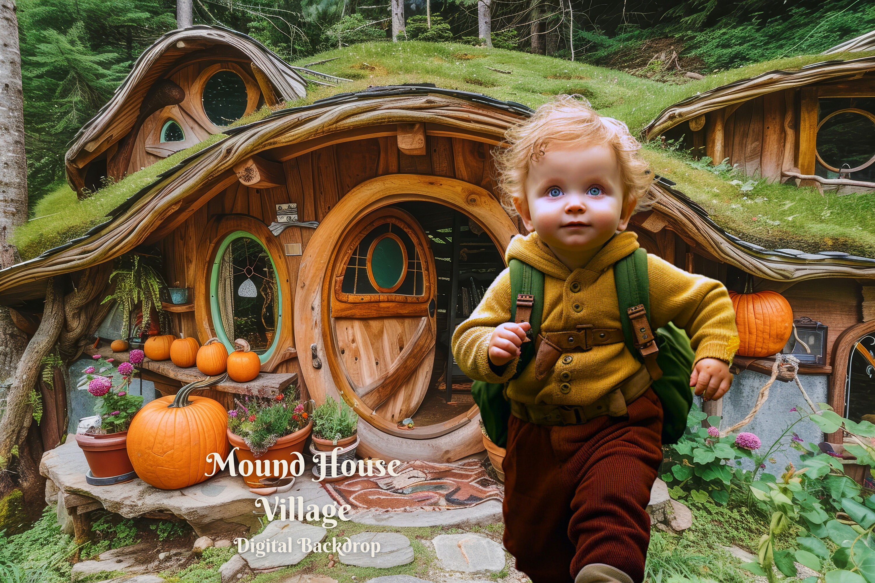 Mound House Village Digital Backdrop Dwarf's Fairy Place Photo ...