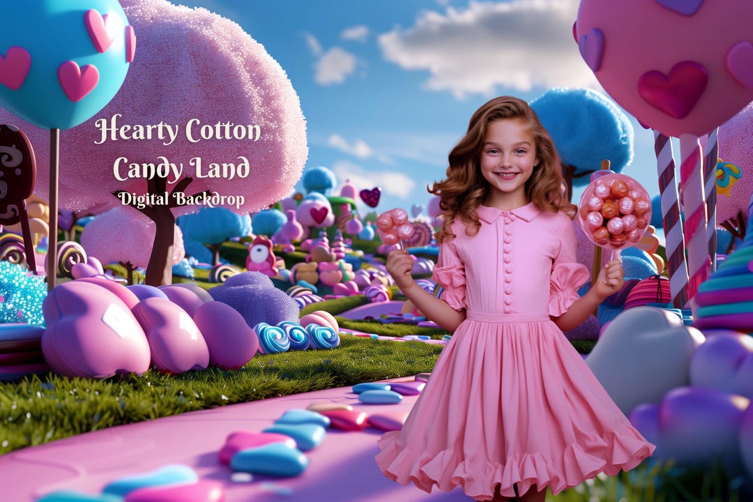 Hearty Cotton Candy Land Digital Background Colorful Candies Photoshop ...