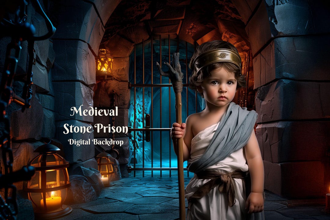 Medieval Stone Prison Digital Backdrop Stone Cell Digital Background ...