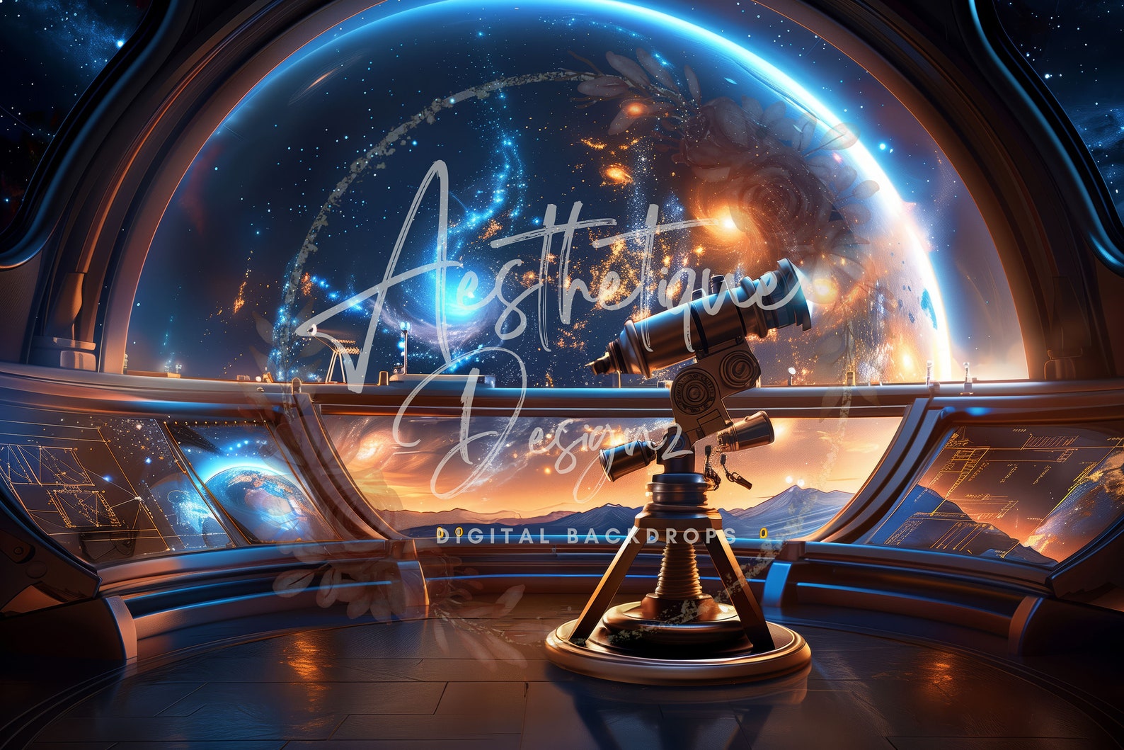 Astronomer's Observatory Digital Backdrop for Space Explorer Composite ...